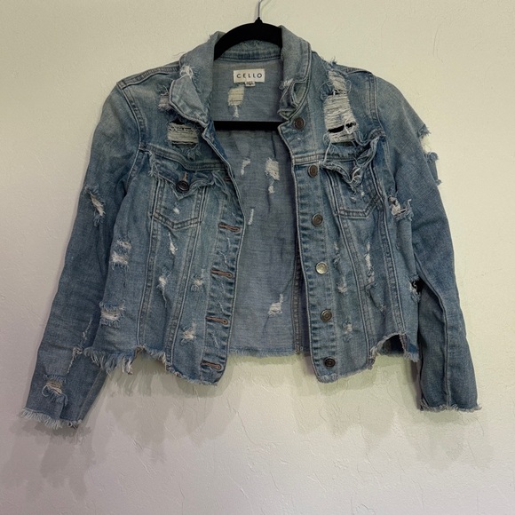 Cello | Jackets & Coats | Cello Womens Light Blue Distressed Jean ...